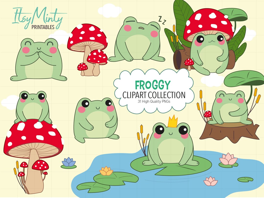 Cute Froggy Clipart Instant Download High Quality PNG - Etsy