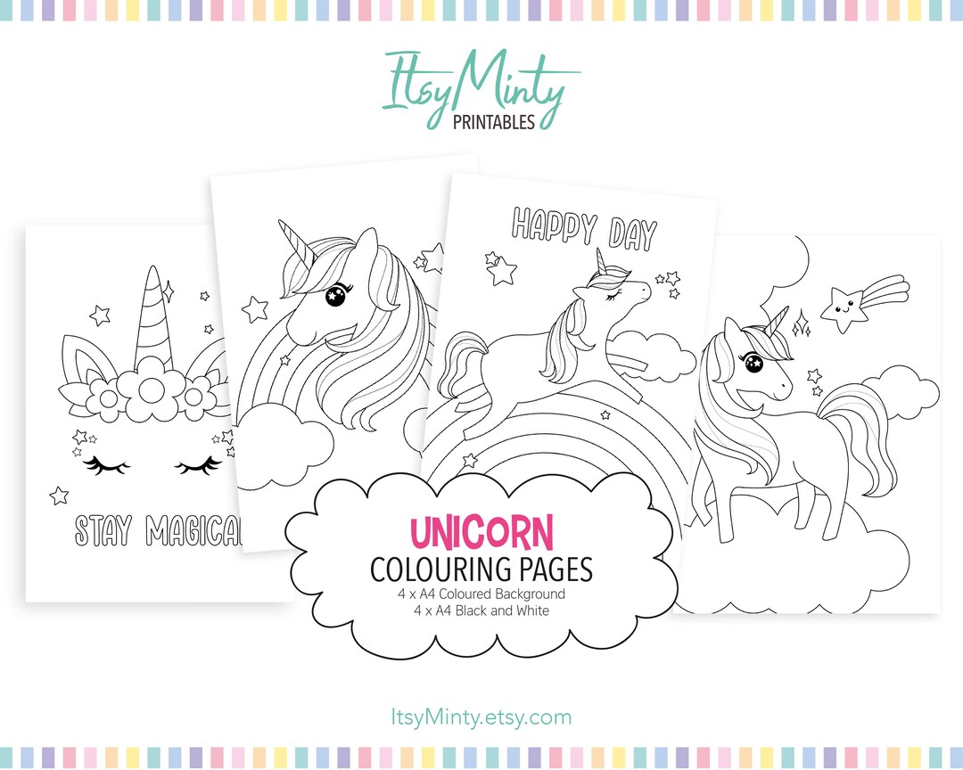 Rainbow Unicorn Coloring Pages | Instant Download | Good for Parties - Etsy