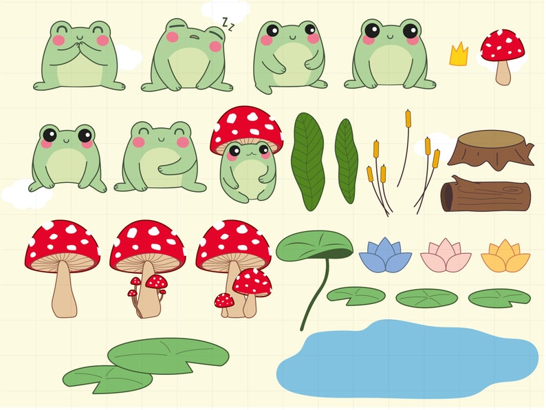 Cute Froggy Clipart Instant Download High Quality PNG - Etsy