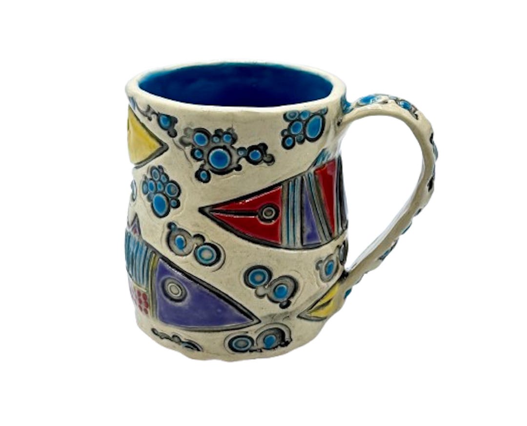 Hand Built Ceramic Fish Mug, Handmade Ceramic Coffee Mug, Tea Mug - Etsy