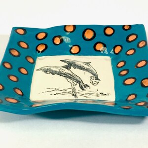 Hand Built Ceramic Dolphin Plate - Etsy