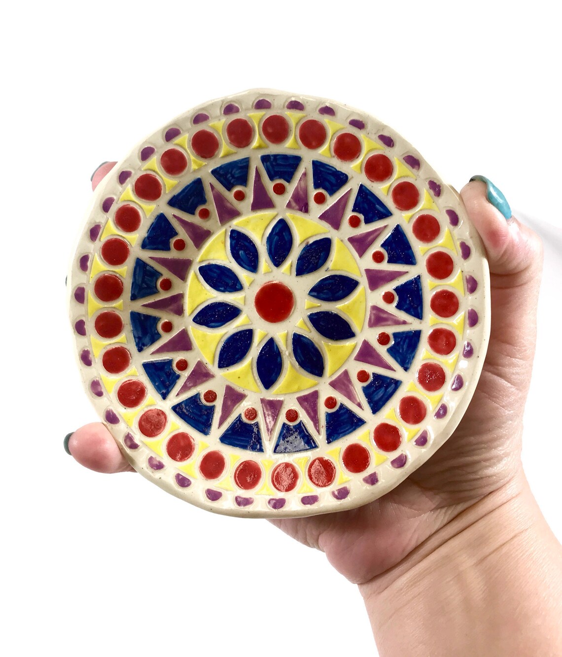 Hand Built Ceramic Mandala Plate - Etsy