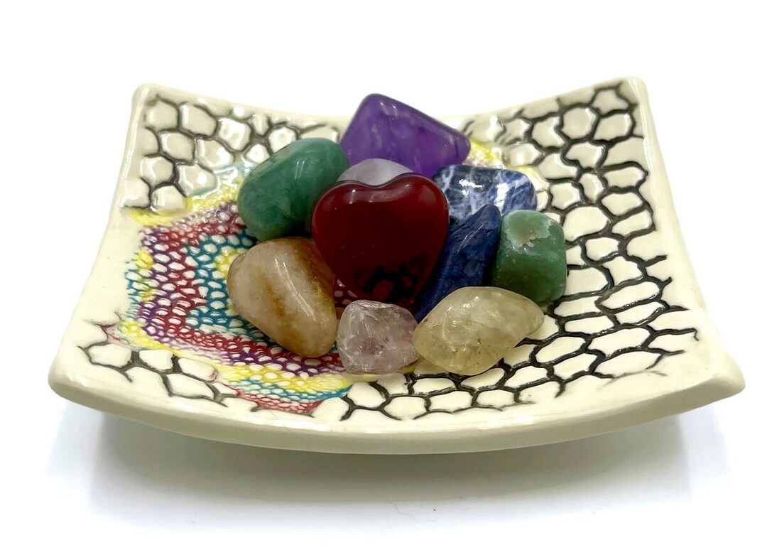 Hand Built Ceramic Geode Plate, Ceramic Trinket Dish, Jewelry Holder ...