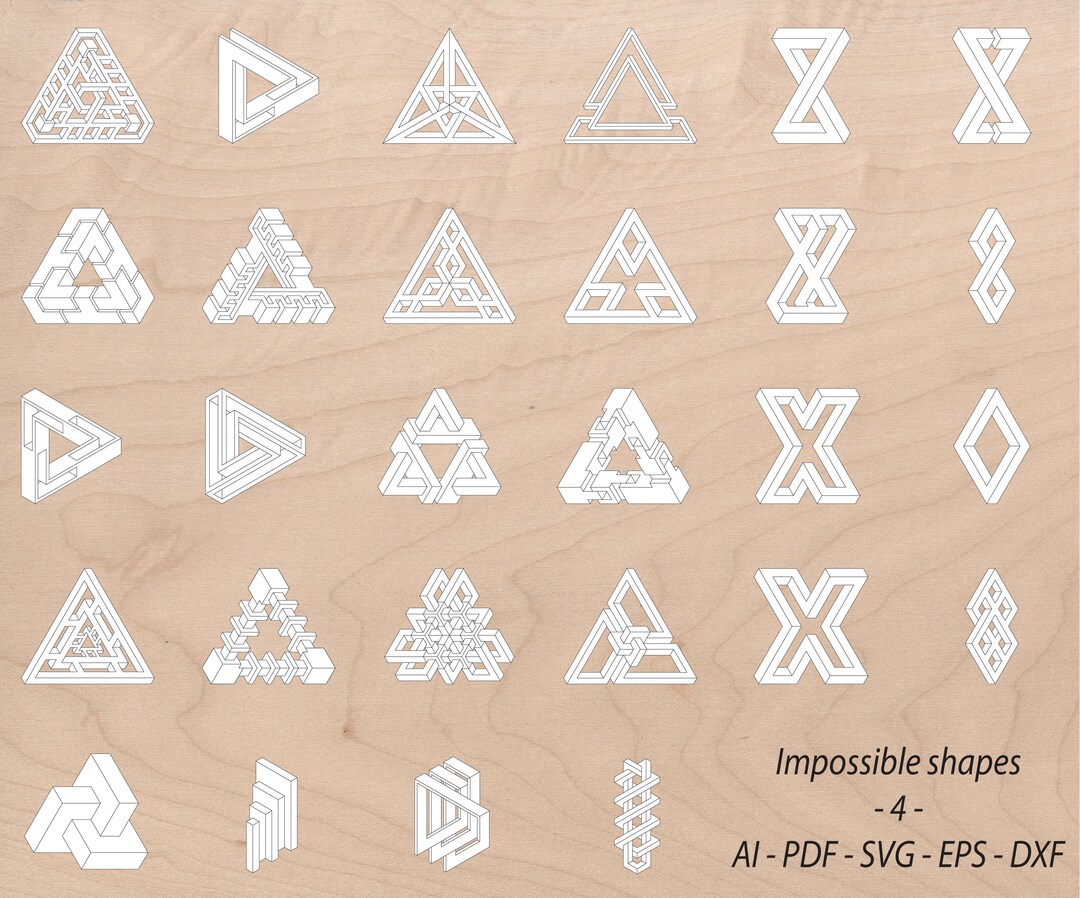 Impossible Shapes Set 4/5 Vectors Suitable for CNC Engraving, Laser ...
