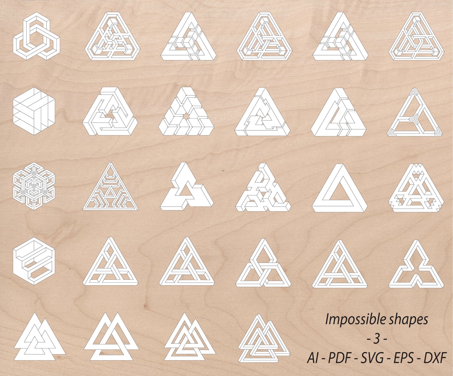 Impossible Shapes Set 3/5 Vectors Suitable for CNC - Etsy