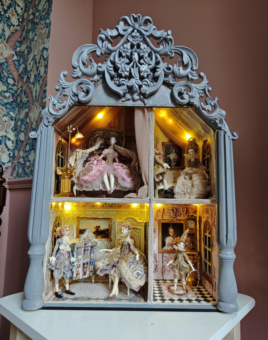 Wooden Rococo Dollhouse, Dollhouse Miniatures - Etsy