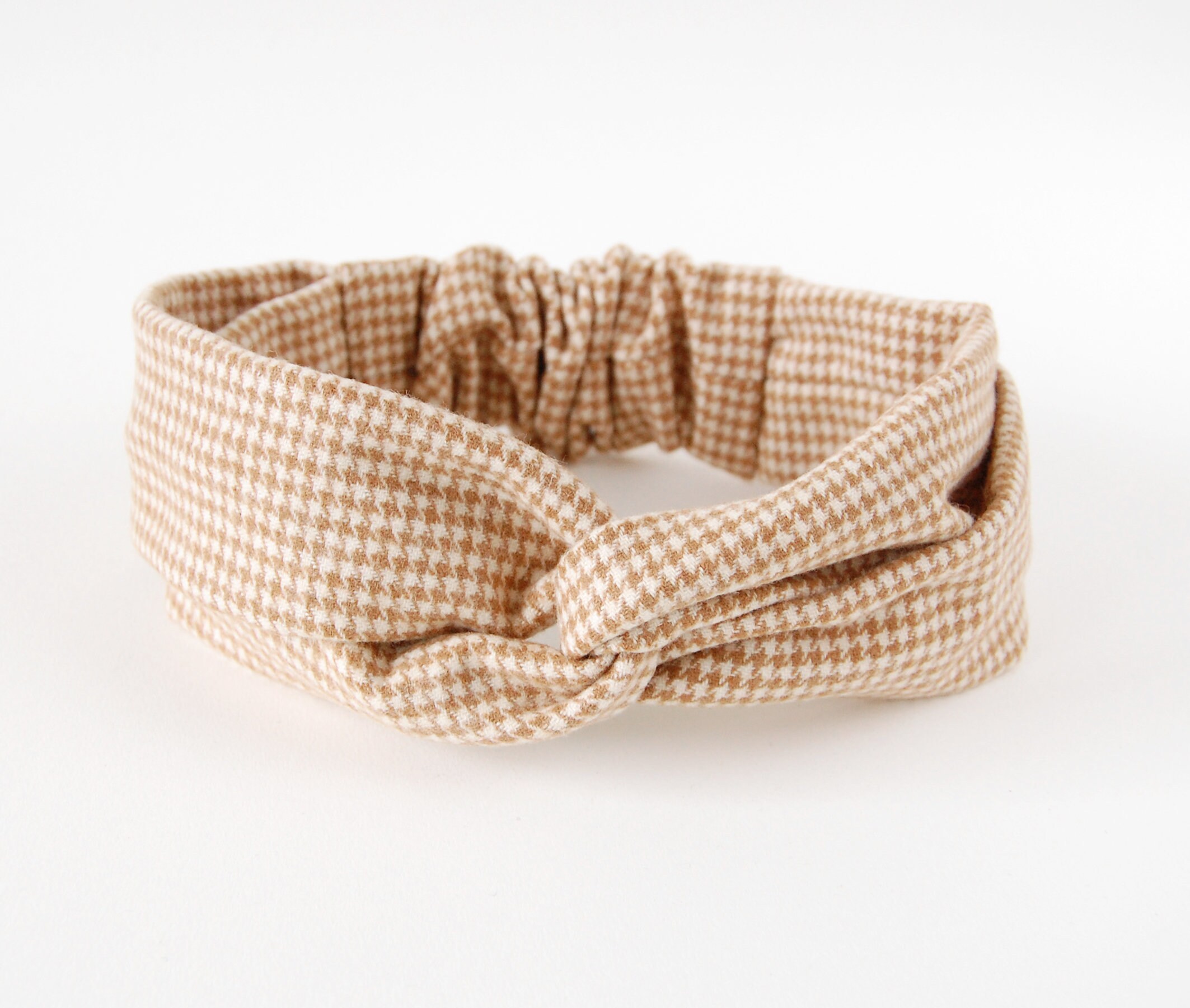 Pied de Poule Headband Twisted Head Wrap in Beige White | Etsy