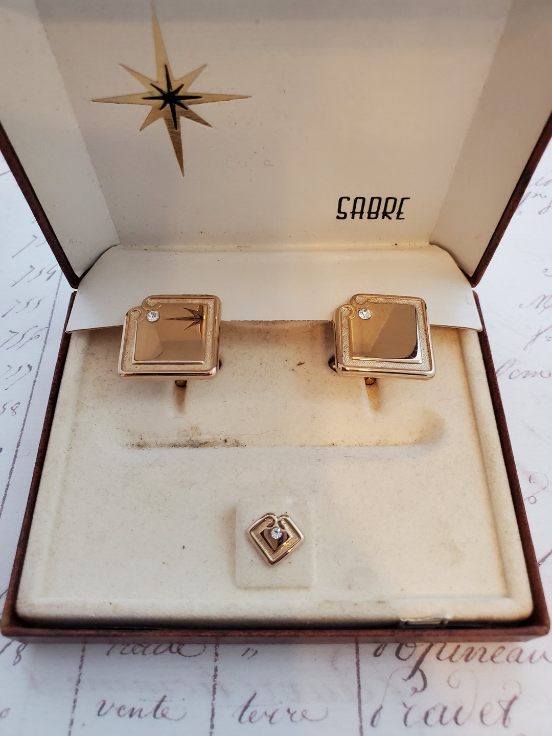 Vintage Sabre Cuff Link and Tie Pin Set: Men's Accessories - Etsy