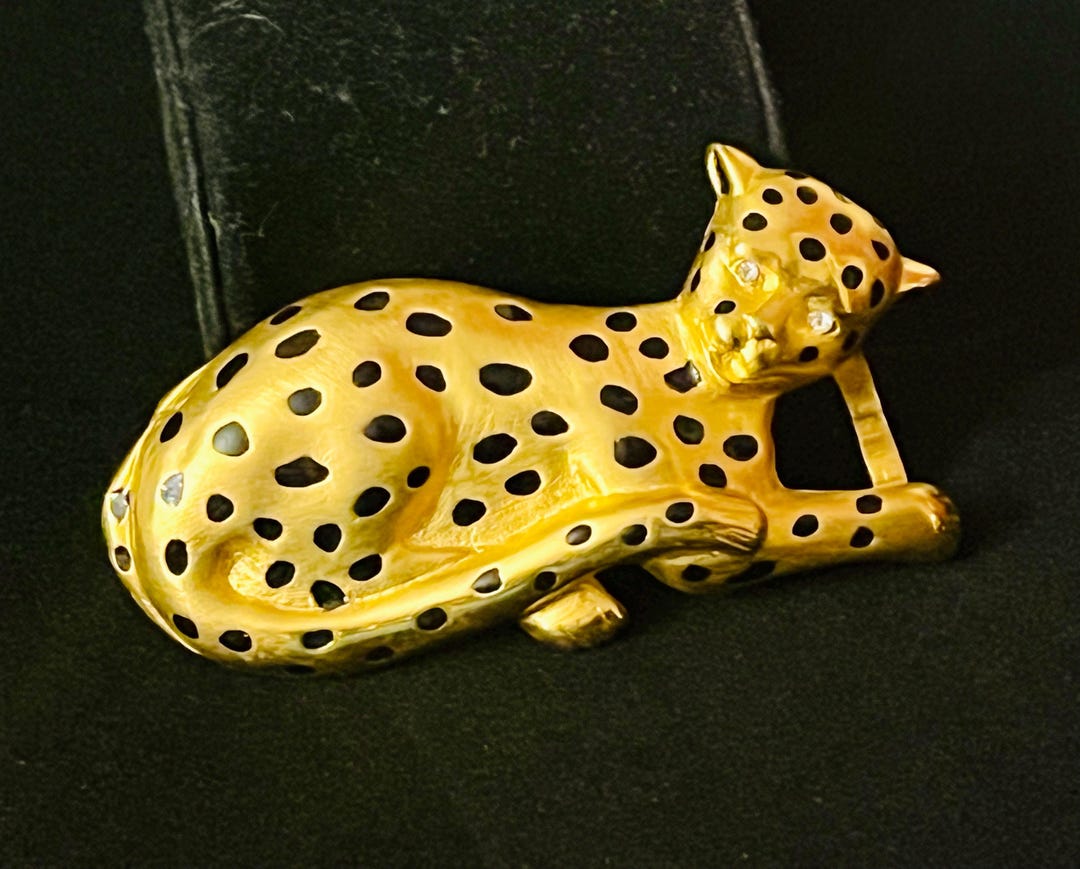 Vintage Doreen Ryan Leopard Belt Buckle, Matte Gold Tone Pendant - Etsy