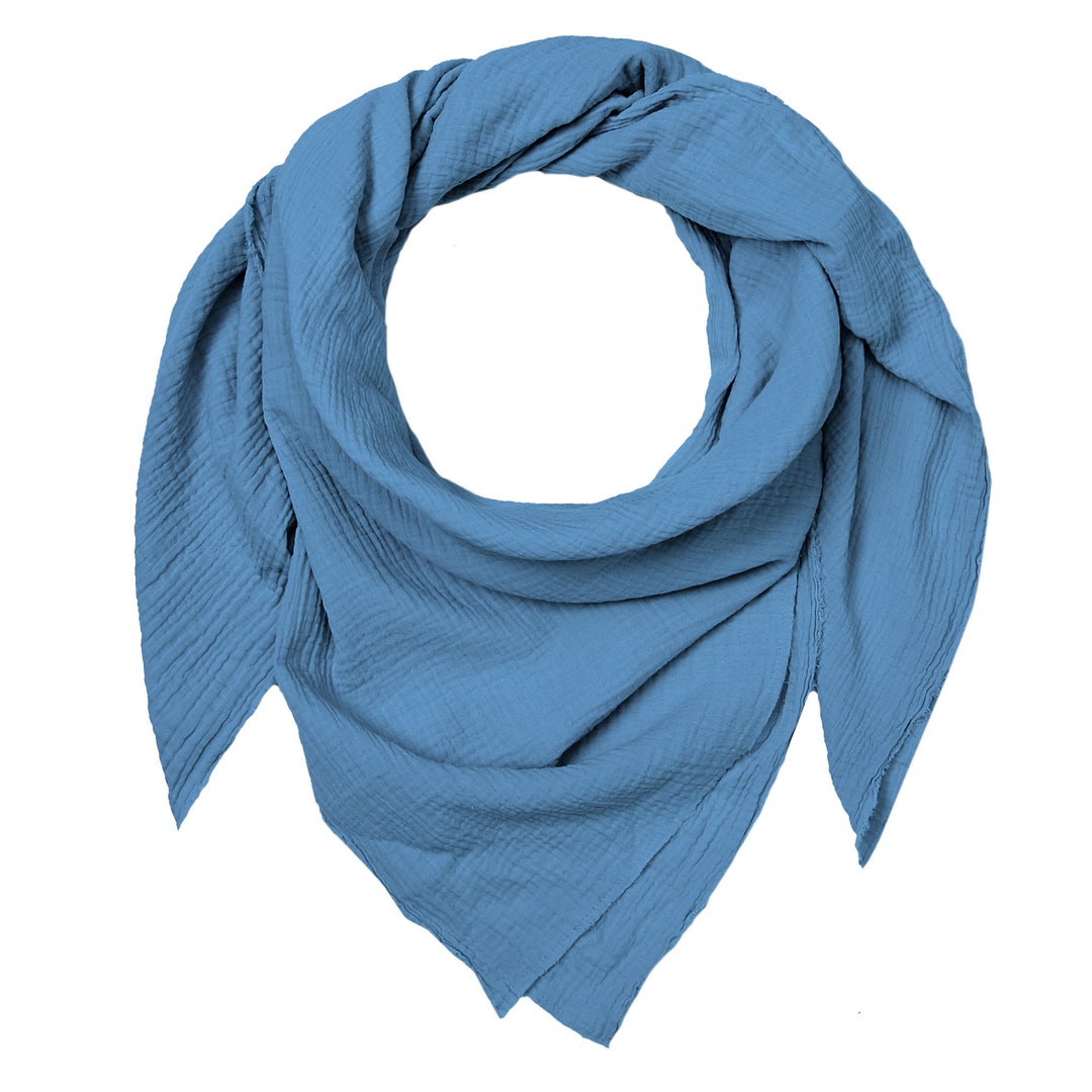 Musselin-Tuch für Damen und Mamas als Halstuch & Schal BLAU ...