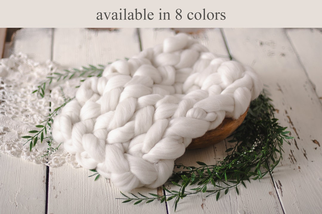 NEWBORN PROPS Big Bump Chunky Merino Wool Prop Blanket Woolen Blanket ...