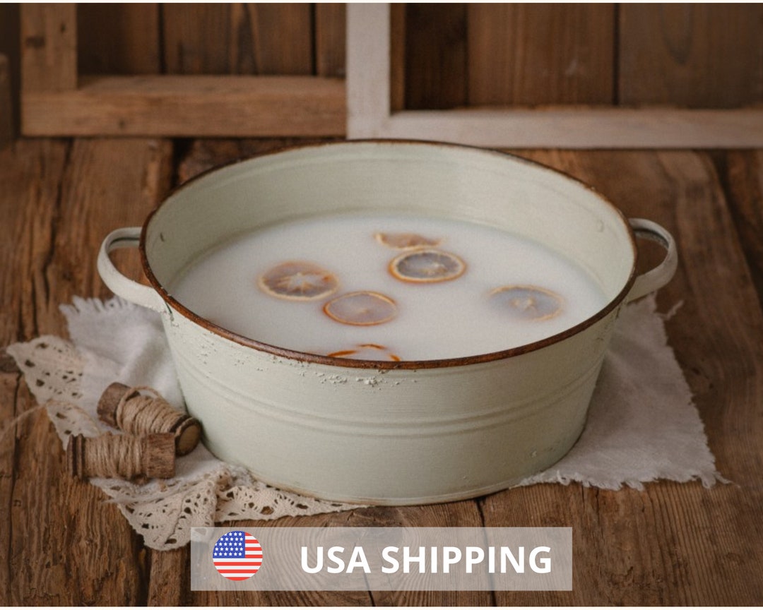 MILK BATH TUB Prop country Green Milk Bath Tub, Washtub, Newborn Props ...