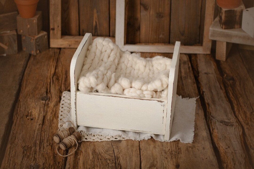 Vintage White WOODEN BED Vintage Style, Mini Size Newborn Bed, Wood ...