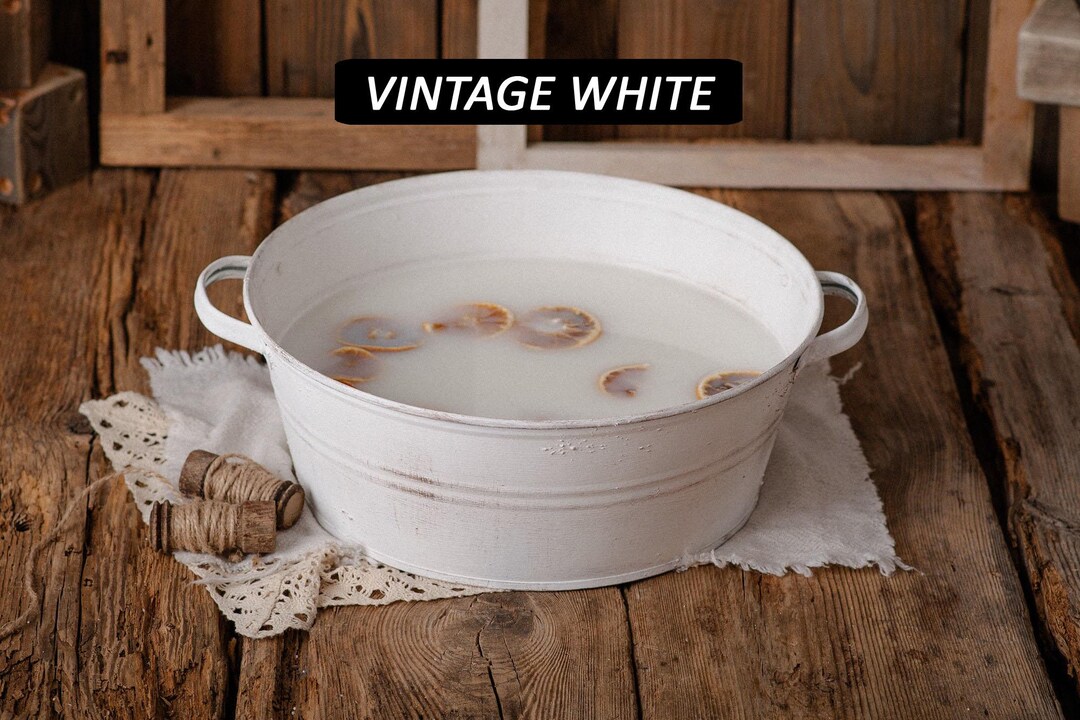 White MILK BATH TUB Prop - Vintage Style Washtub for Newborn Props ...