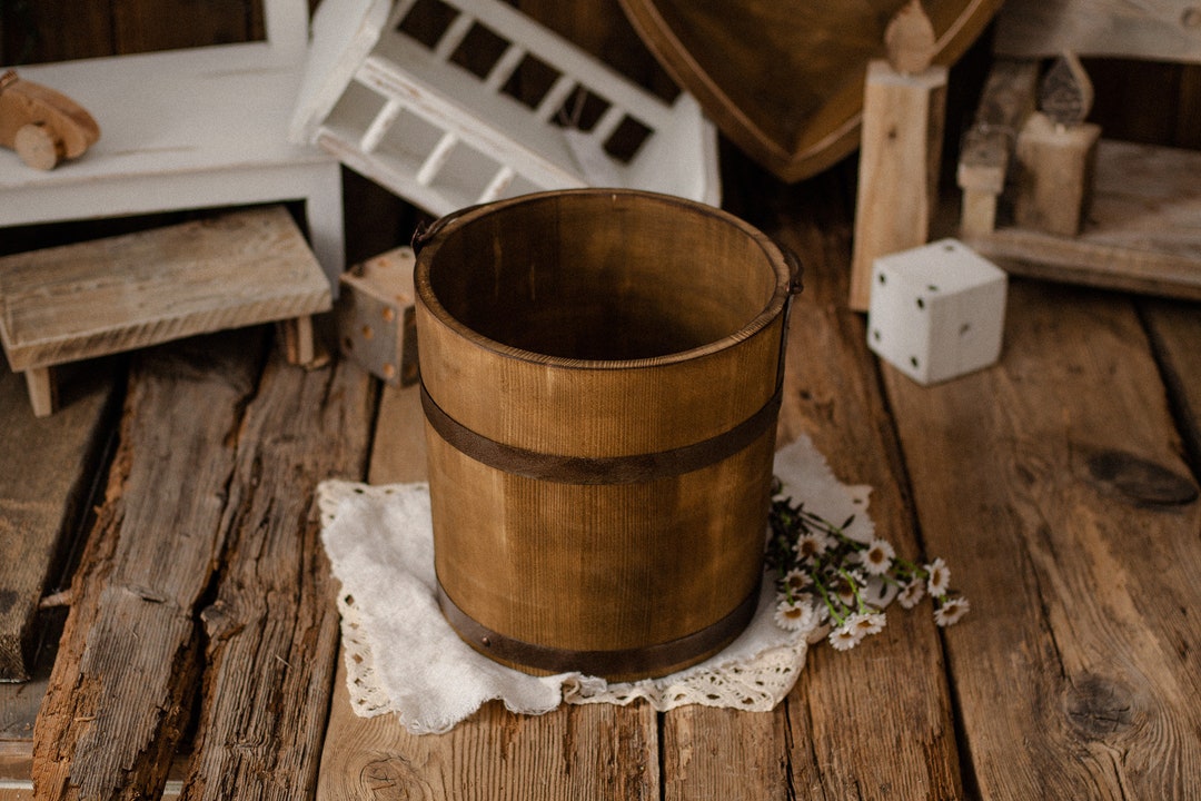WOODEN BUCKET - Newborn Wooden Prop, Newborn Posing, Baby Photo Prop ...