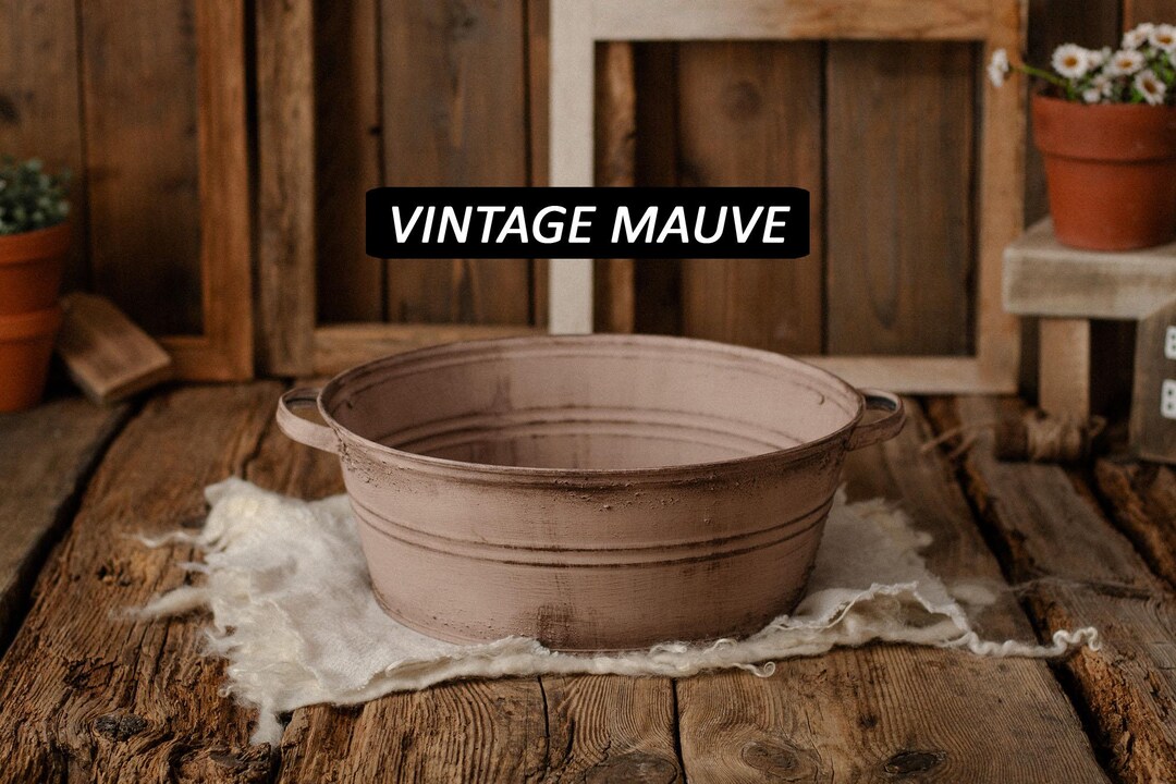 Mauve MILK BATH TUB Prop - Vintage Style Washtub for Newborn Props ...