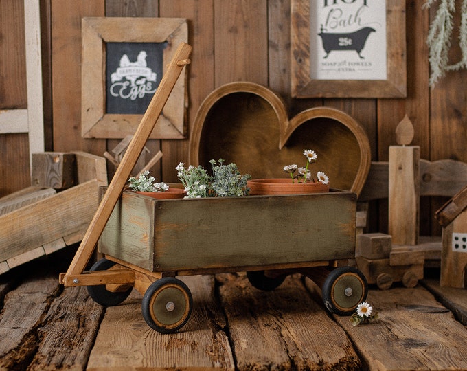 WOODEN GREEN CART Newborn Props, Children Cart Prop, Baby Cart Prop ...