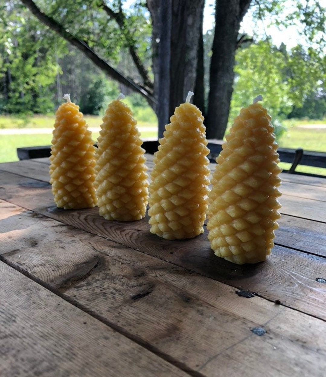 Set of 4 Pinecone Beeswax Candles - Rustic Fall Decor - Etsy