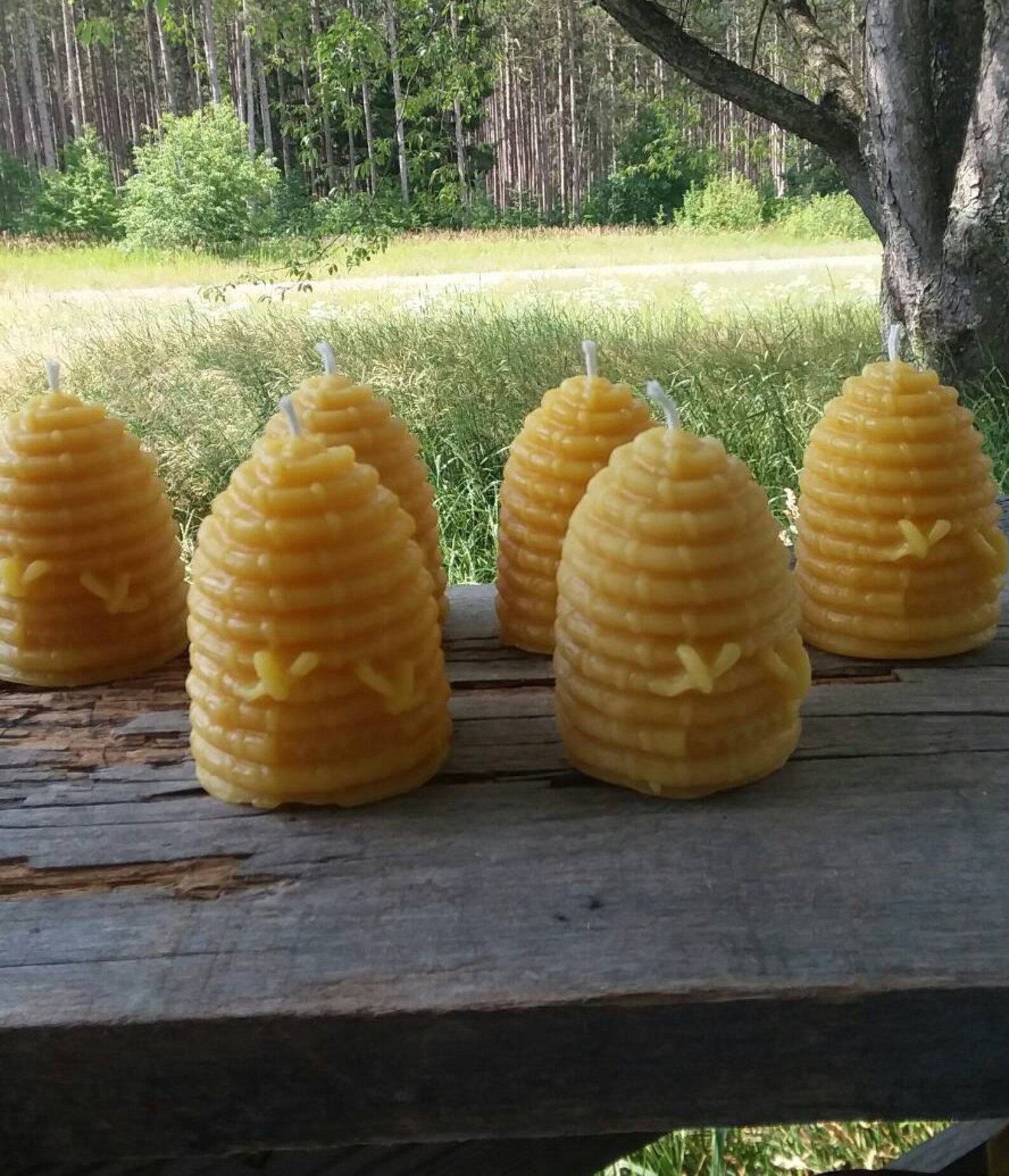 Set of 6 Michigan Beeswax Candles Beehive Skep Candle | Etsy