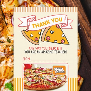 Pizza Teacher Thank You Card Printable - Teacher Appreciation Gift Card ...