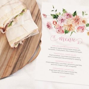 Pink Baby in Bloom Baby Shower Menu Template | Printable Menu With Pink ...