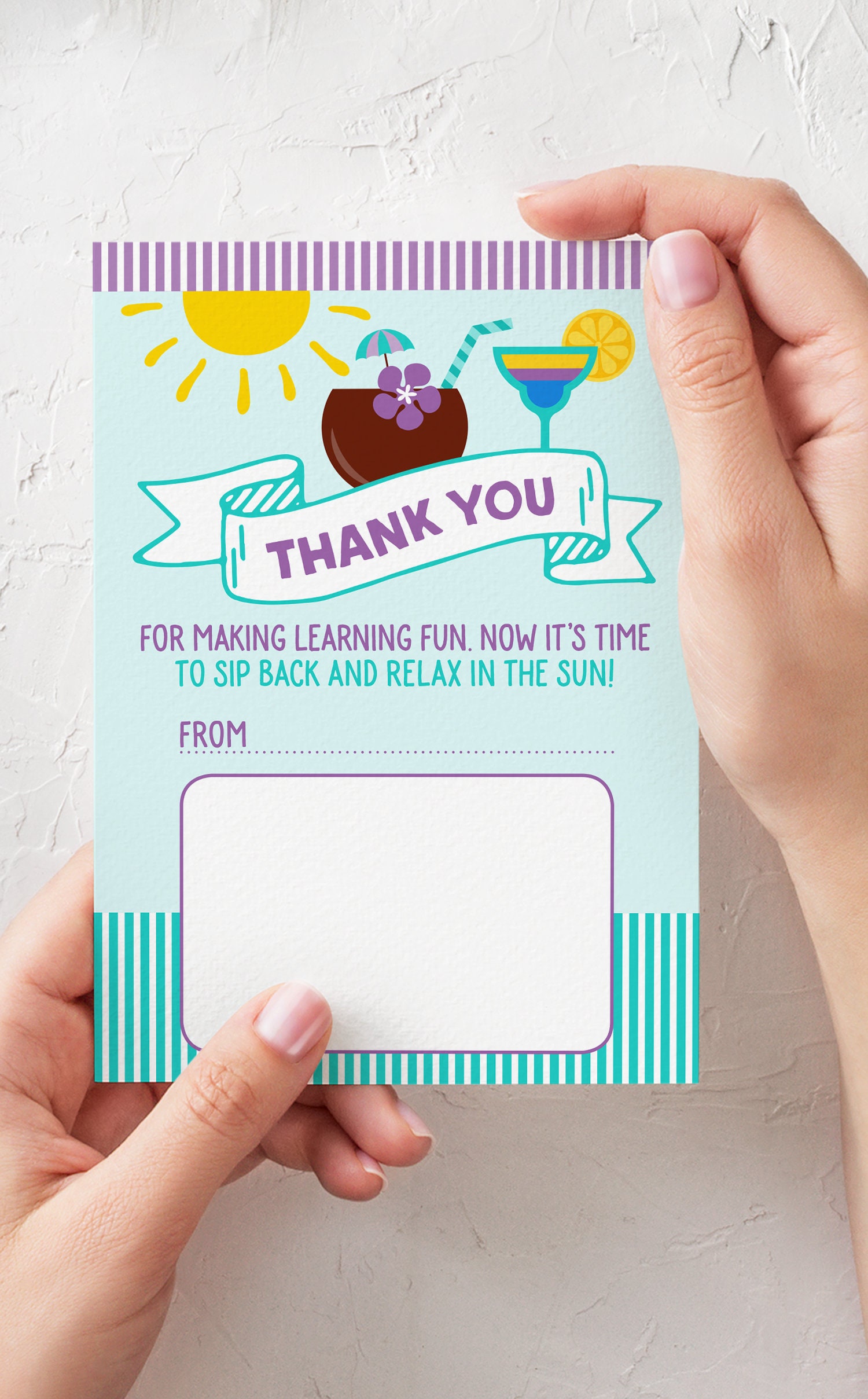 Teacher Thank You Card Printable Gift Card Holder and Thank | Etsy