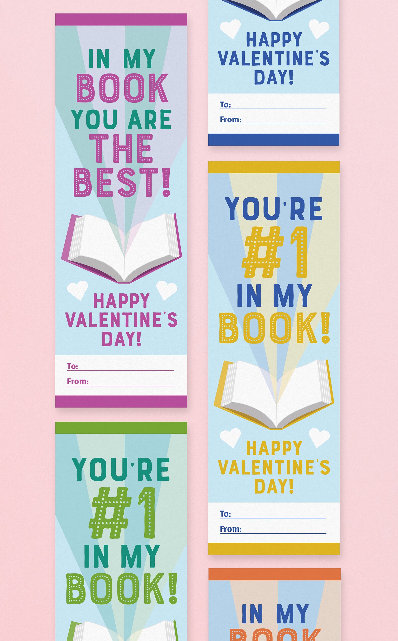Bookmark Valentine Cards for Kids - Classroom Valentine Gifts for Book ...
