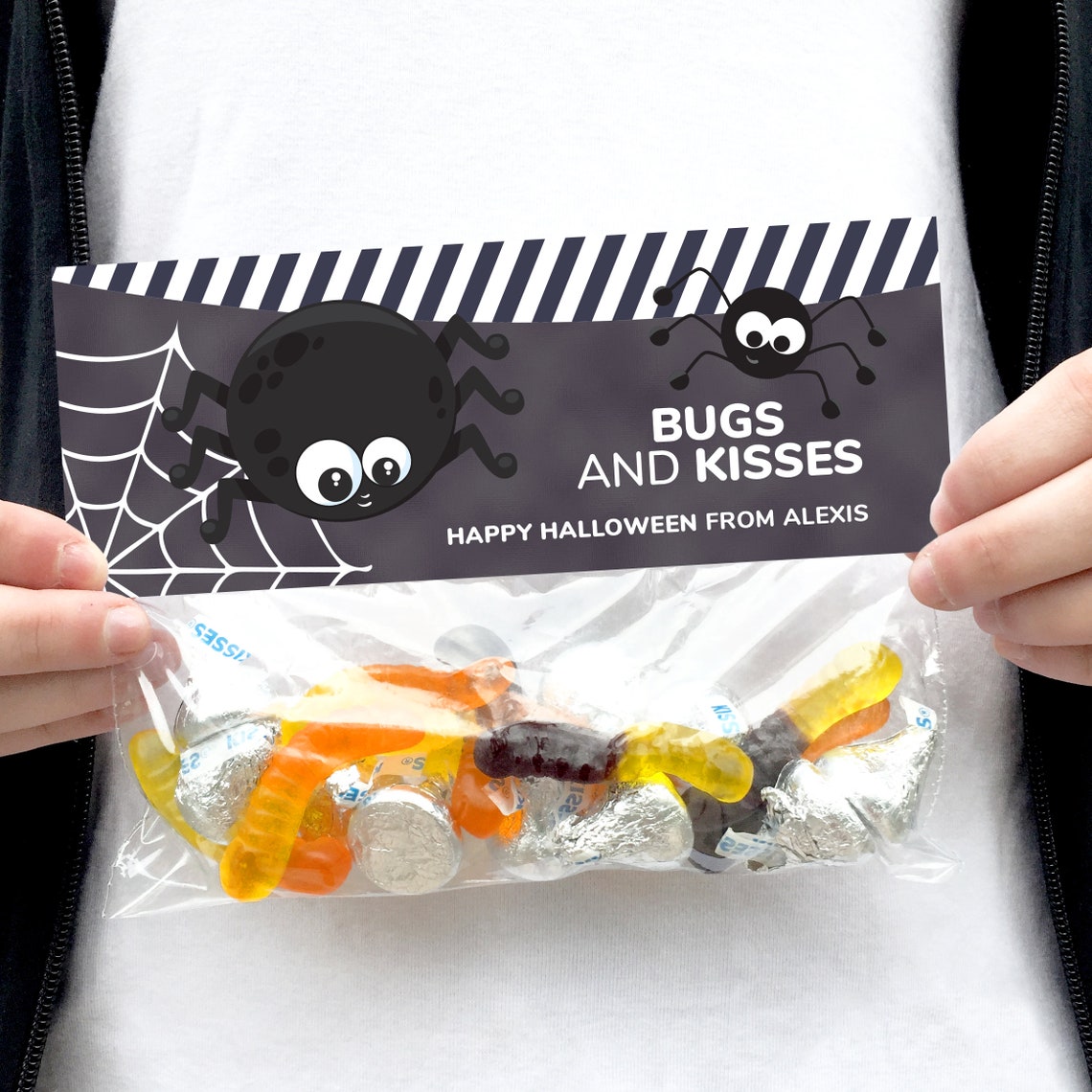 Halloween Treat Bag Toppers Printable File Bugs and Kisses | Etsy