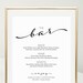 Wedding Bar Menu Sign Instant Download Editable Bar Menu Template ...