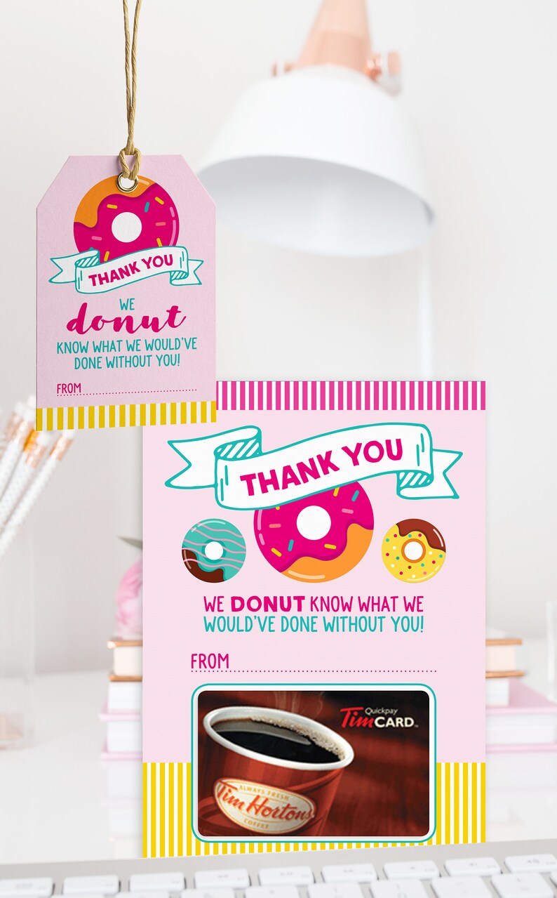 Donut Teacher Thank You Card Printable Gift Card Holder and - Etsy