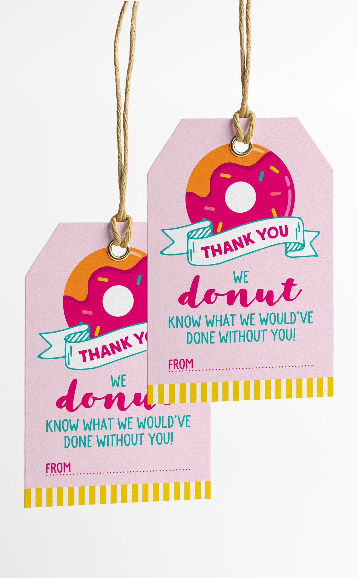 Donut Teacher Thank You Card Printable Gift Card Holder and | Etsy