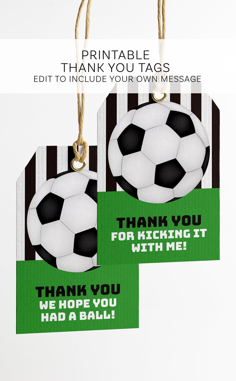 Soccer Birthday Party Thank You Tags for Loot Bags and Party - Etsy