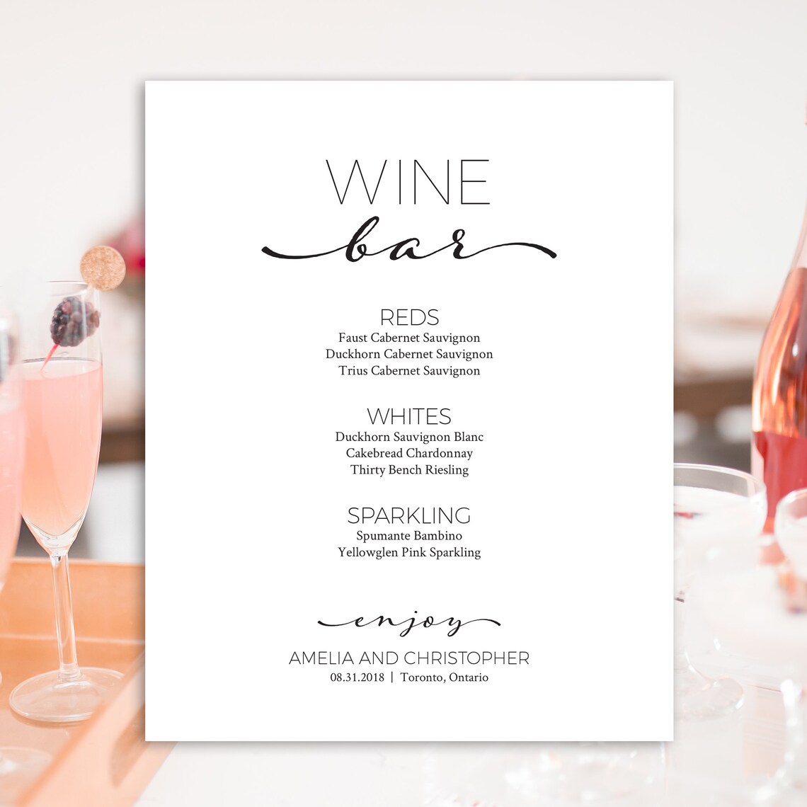Printable Wine Bar Sign Instant Download Template Black and | Etsy
