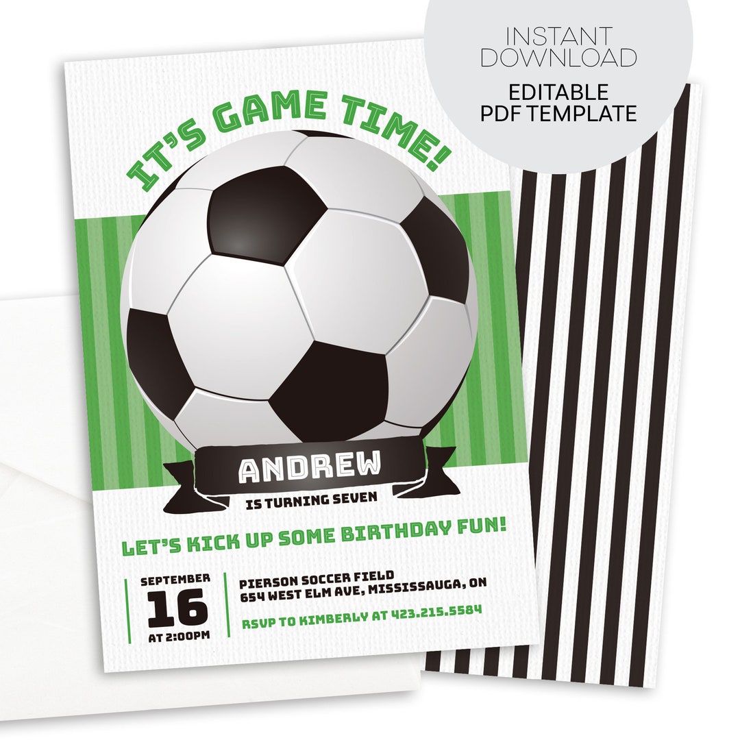 Soccer Invitation Printable Instant Download File / Soccer Birthday ...