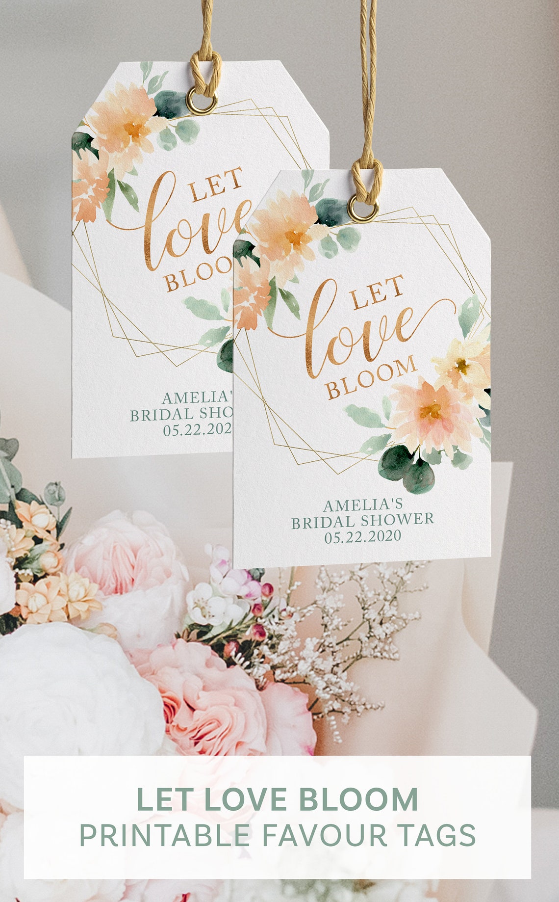 Let Love Bloom Bridal Shower Favour Tags Printable Instant - Etsy