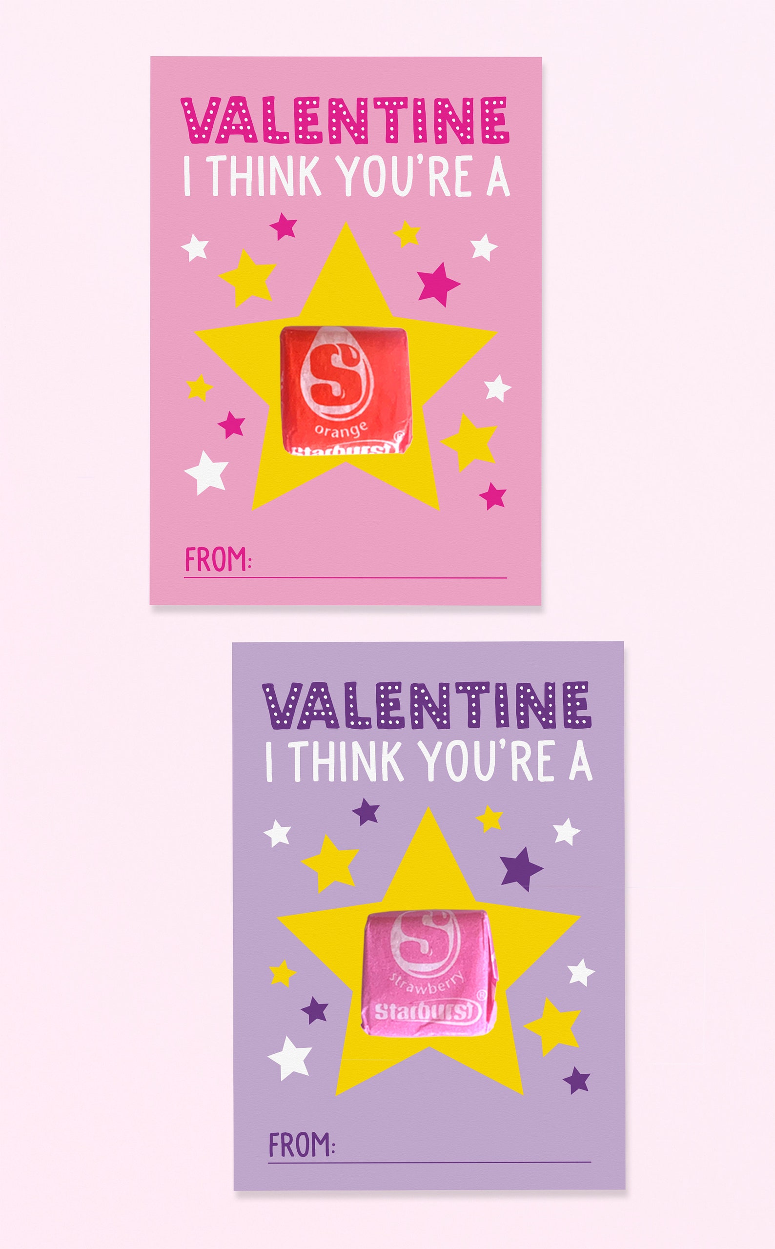 Starburst Valentines Day Cards for Kids Printable Star | Etsy