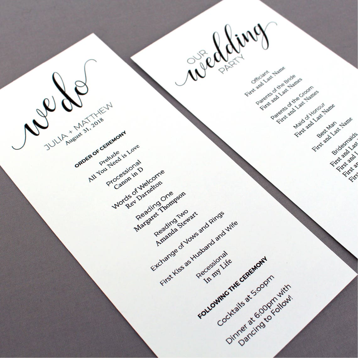 Black and White Wedding Program Template Instant Download - Etsy