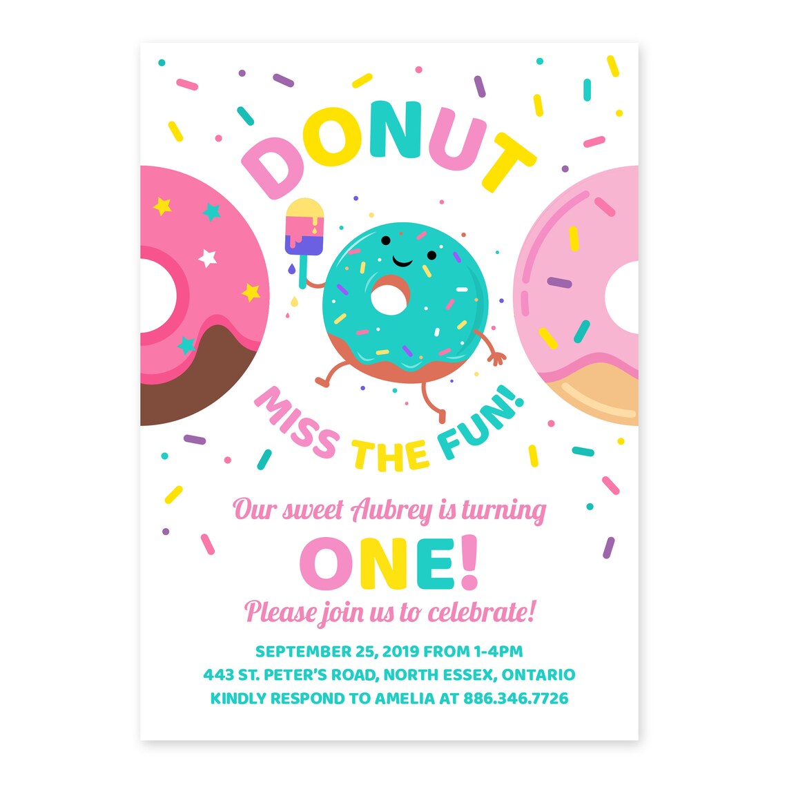 Donut Birthday Invitation Printable Instant Download File | Etsy