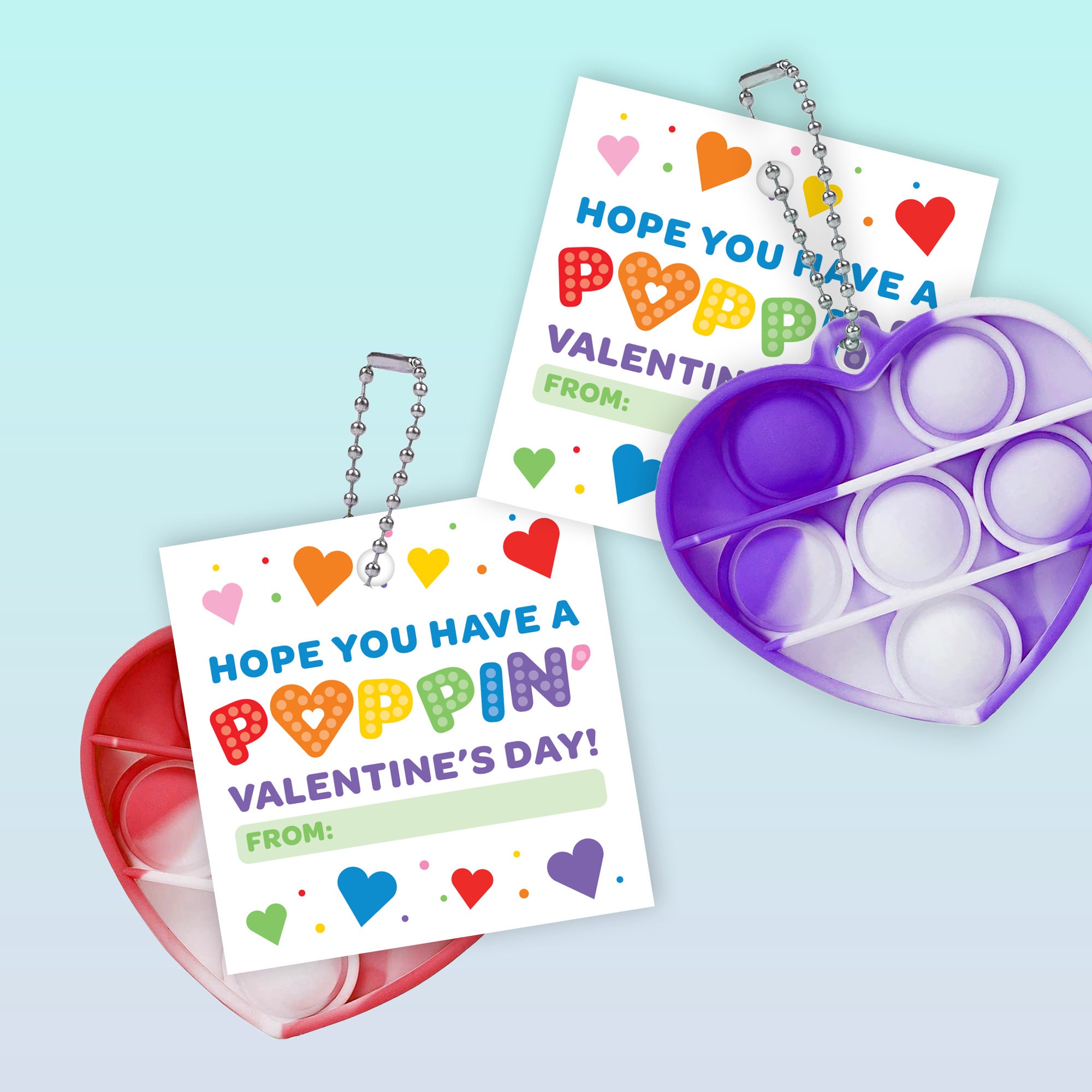 Pop It Valentine's Day Cards for Kids - Classroom Valentine Tags for ...
