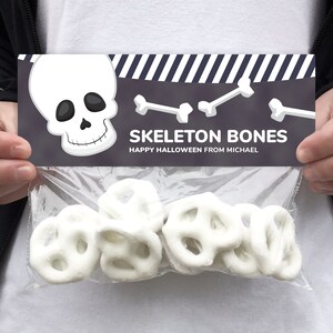 Halloween Treat Bag Toppers Printable File With Skeleton Bones in Black ...