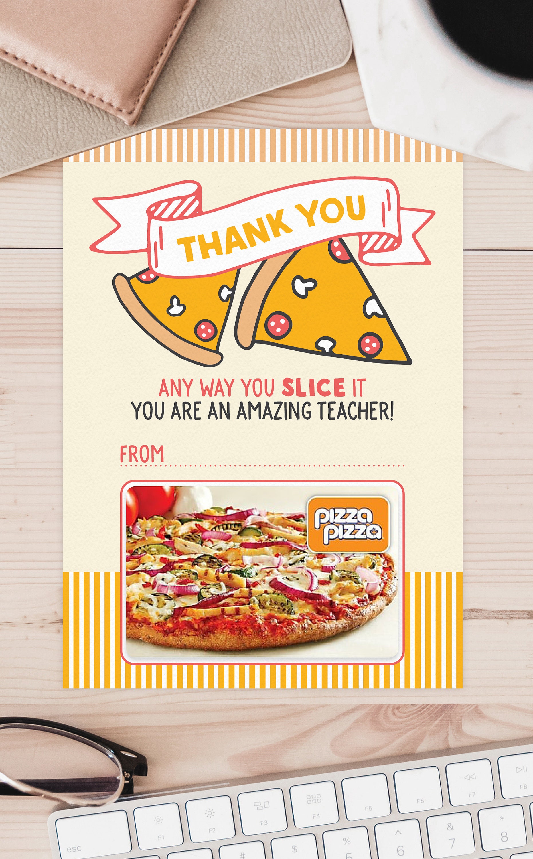 Pizza Teacher Thank You Card Printable - Teacher Appreciation Gift Card ...