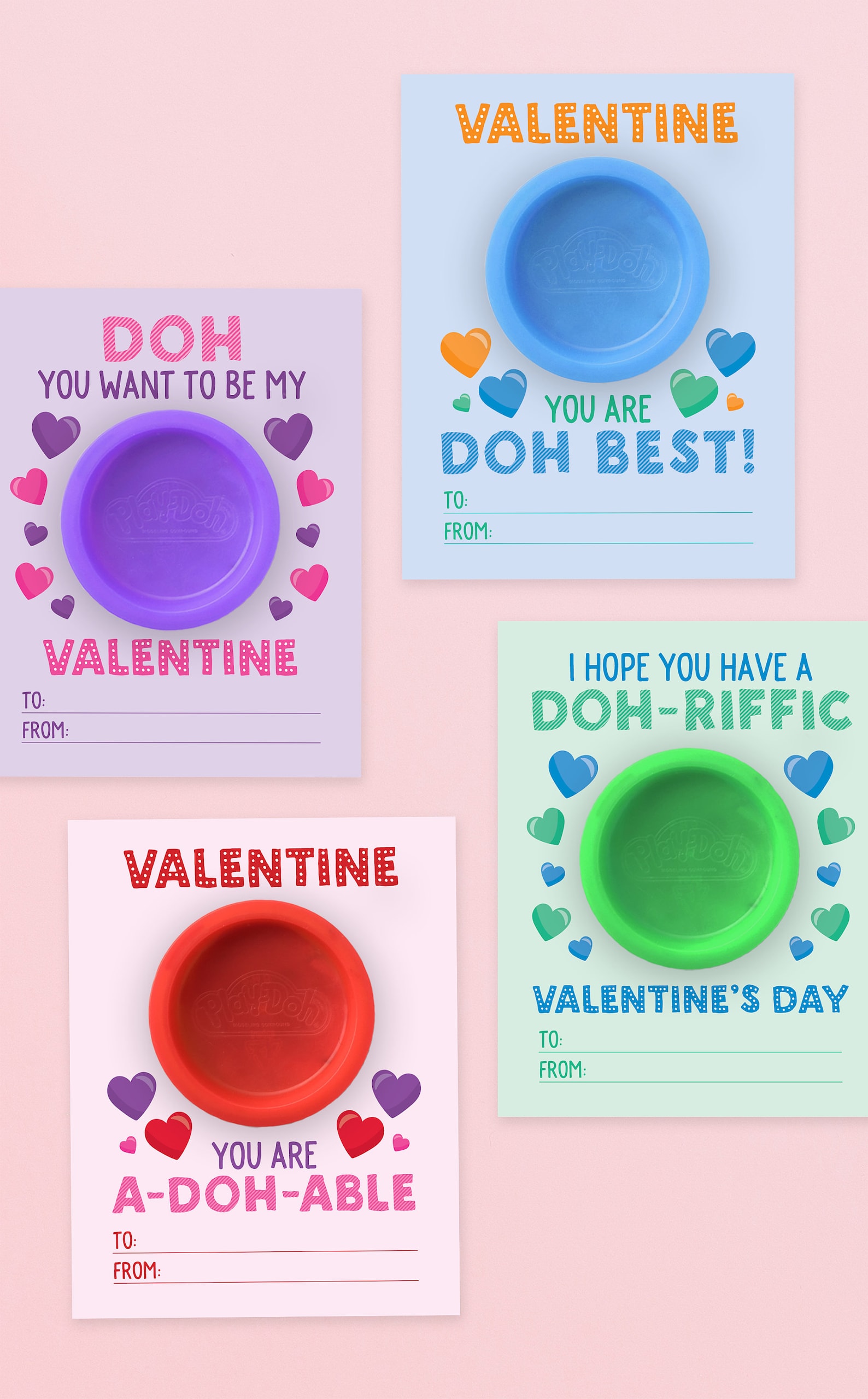 Printable Play Doh Valentines Day Cards for Kids Non-candy - Etsy