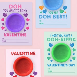 Printable Play Doh Valentines Day Cards for Kids | Non-candy Classroom ...