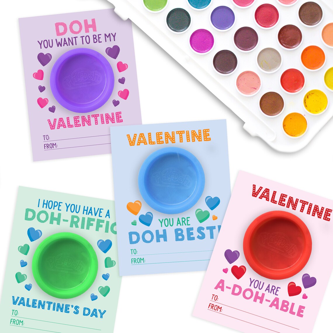 Printable Play Doh Valentines Day Cards for Kids Non-candy - Etsy