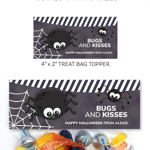 Halloween Treat Bag Toppers Printable File Bugs and Kisses Treat Bag ...