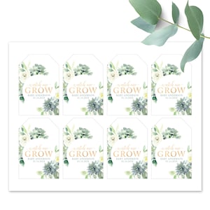 Succulent Watch Me Grow Favor Tags Printable Files - Succulent Baby ...
