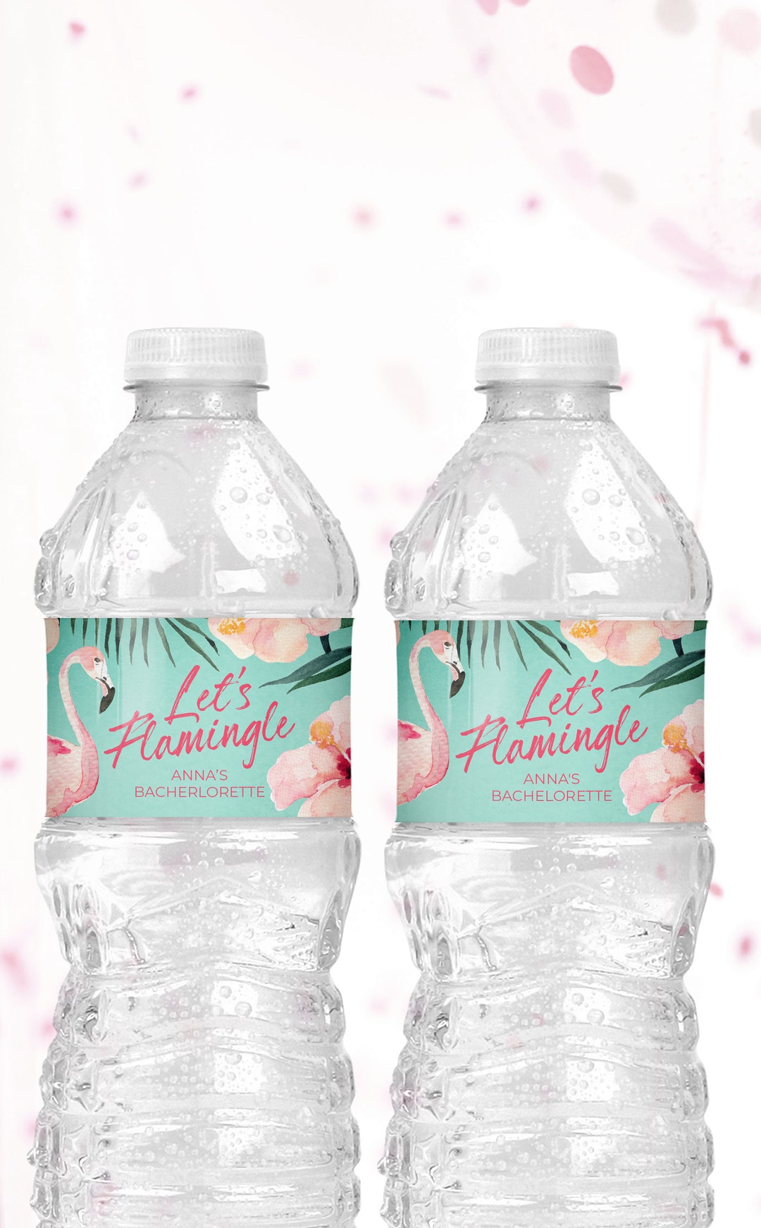 Flamingo Water Bottle Labels for Tropical Bridal Shower or Flamingle ...