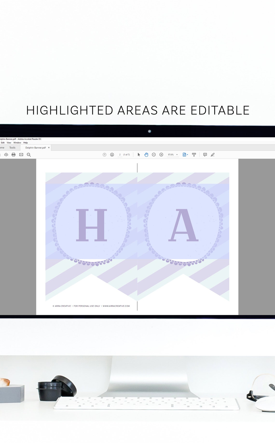 Printable Purple and Teal Striped Happy Birthday Banner - Etsy