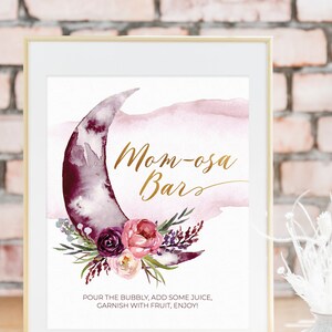 Over the Moon Baby Shower Mom-osa Bar Sign - Printable Mimosa Bar Sign ...