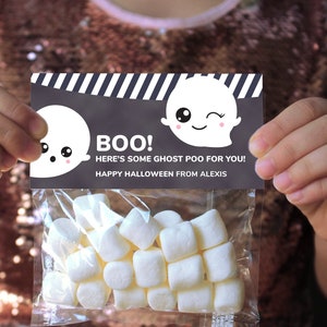 Halloween Treat Bag Topper Printable File Ghost Poop Treat Bag Topper ...